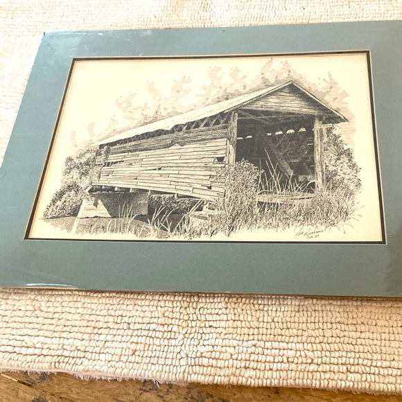 Artisan | Art | Ben Rosenkrans Covered Bridge Matted Print Famed ...